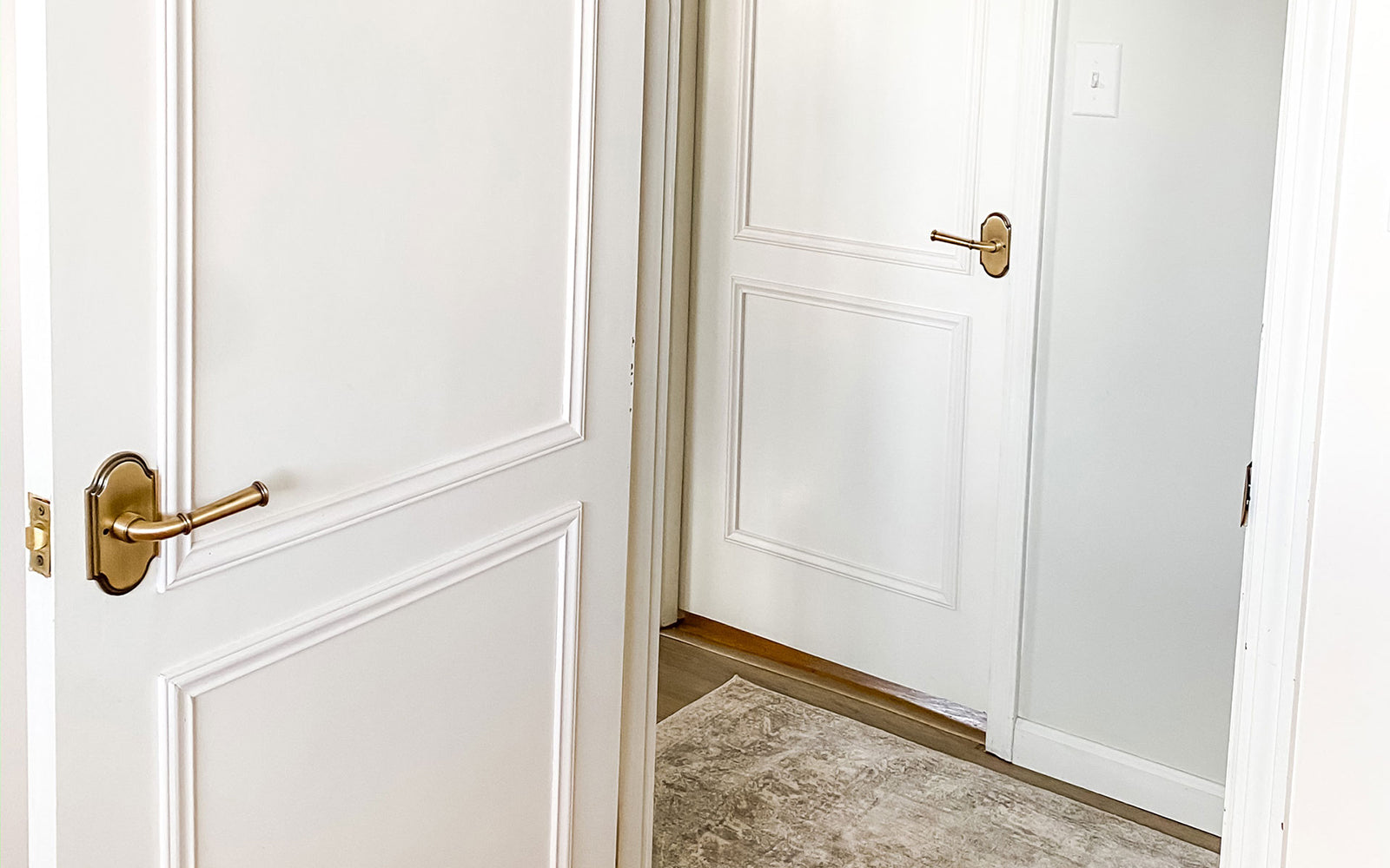 Vintage Brass Levers in a French Country Farmhouse - Grandeur Hardware