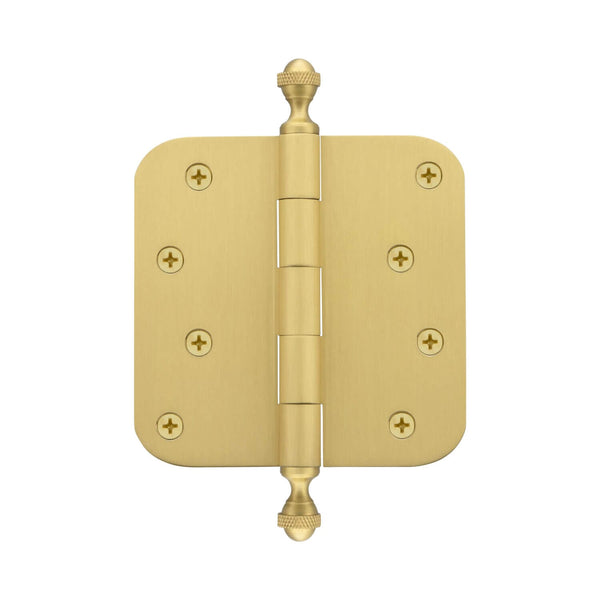 4" Acorn Tip Residential Hinge with Radius Corners in Satin Brass ...