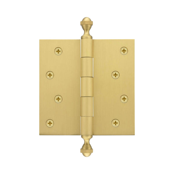 4" Acorn Tip Residential Hinge with Square Corners in Satin Brass ...