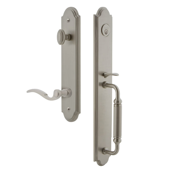Arc One-Piece Handleset with C Grip and Bellagio Lever in Satin Nickel ...
