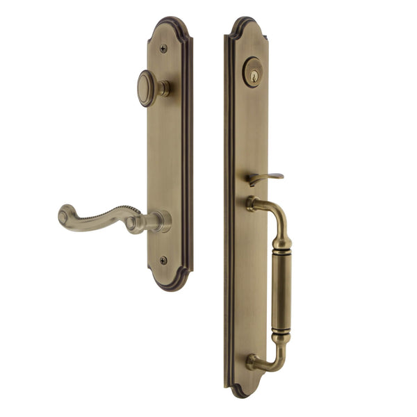 Arc One-Piece Handleset with C Grip and Newport Lever in Vintage Brass ...