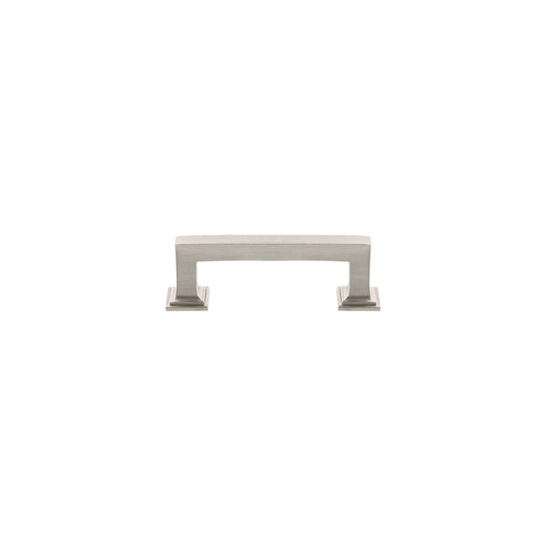 Geneva 3" Brass Handle Pull on center in Satin Nickel - Grandeur Hardware