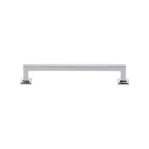 Geneva 6" Brass Handle Pull on center in Bright Chrome - Grandeur Hardware