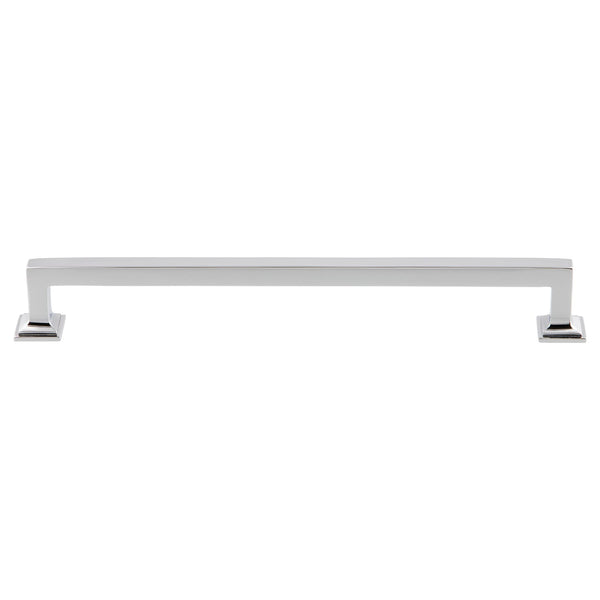 Geneva 8" Brass Handle Pull on center in Bright Chrome - Grandeur Hardware