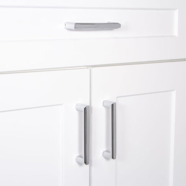Carré 4" Brass Handle Pull on center in Bright Chrome - Grandeur Hardware