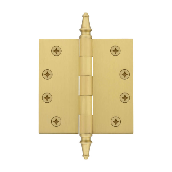 4" Steeple Tip Heavy Duty with Square Corners in Satin Brass - Grandeur ...