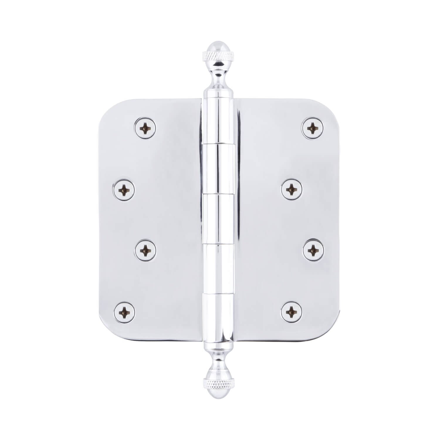 4" Acorn Tip Residential Hinge with 5/8" Radius Corners in Bright Chro ...