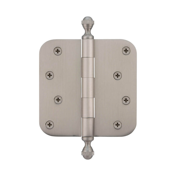 4" Acorn Tip Residential Hinge with 5/8" Radius Corners in Satin Nicke ...