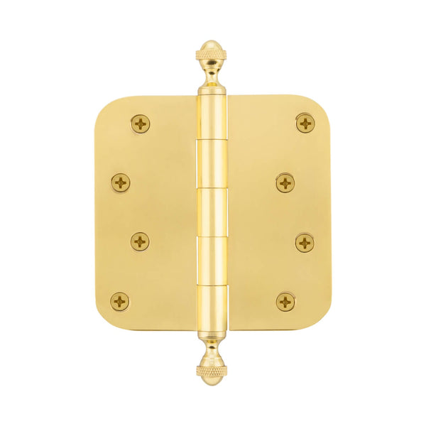 4" Acorn Tip Residential Hinge with 5/8" Radius Corners in Unlacquered ...