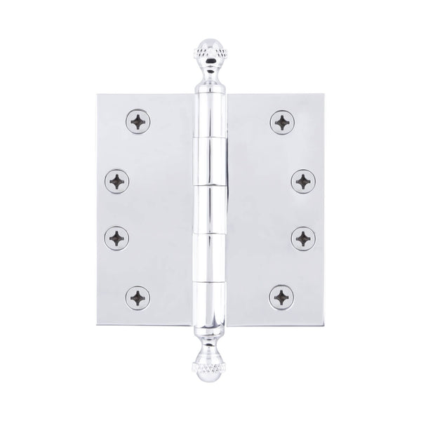 4" Acorn Tip Heavy Duty Hinge with Square Corners in Bright Chrome ...