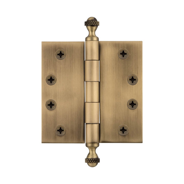 4" Acorn Tip Heavy Duty Hinge with Square Corners in Vintage Brass ...