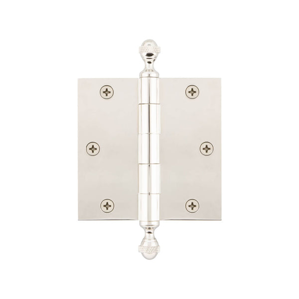 3.5" Acorn Tip Residential Hinge with Square Corners in Polished Nicke ...