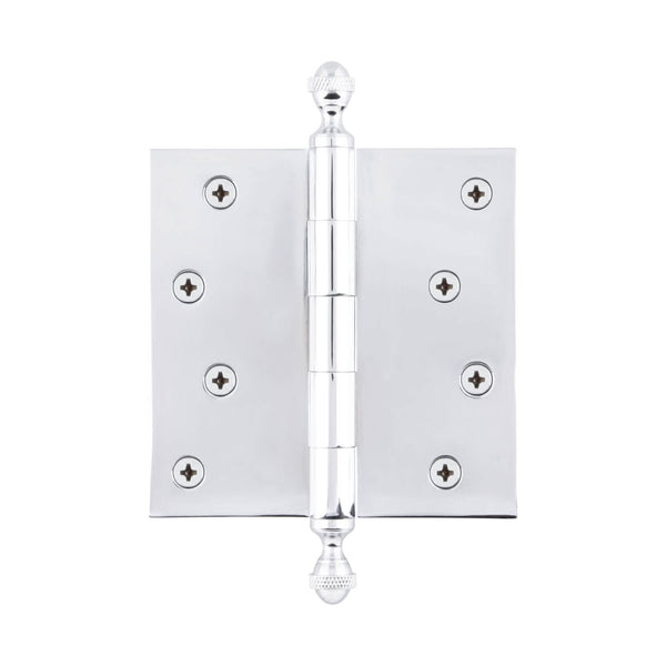 4" Acorn Tip Residential Hinge with Square Corners in Bright Chrome ...