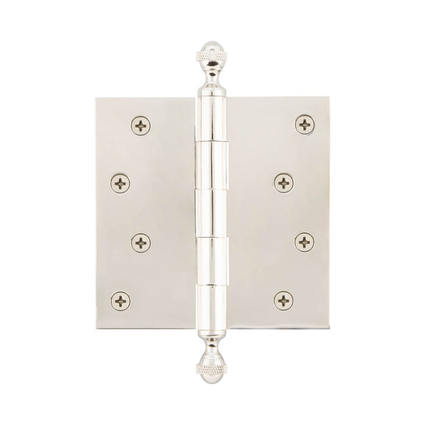 4" Acorn Tip Residential Hinge with Square Corners in Polished Nickel ...