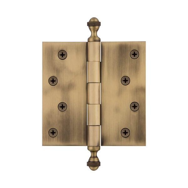 4" Acorn Tip Residential Hinge with Square Corners in Vintage Brass ...