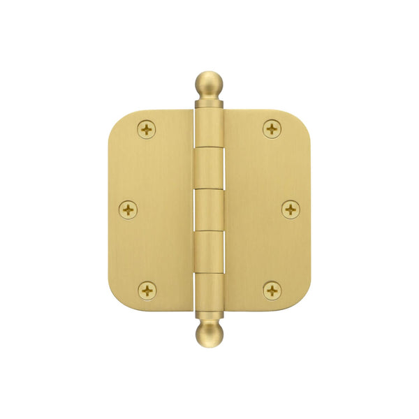 3.5" Ball Tip Residential Hinge with 5/8" Radius Corners in Satin Bras ...