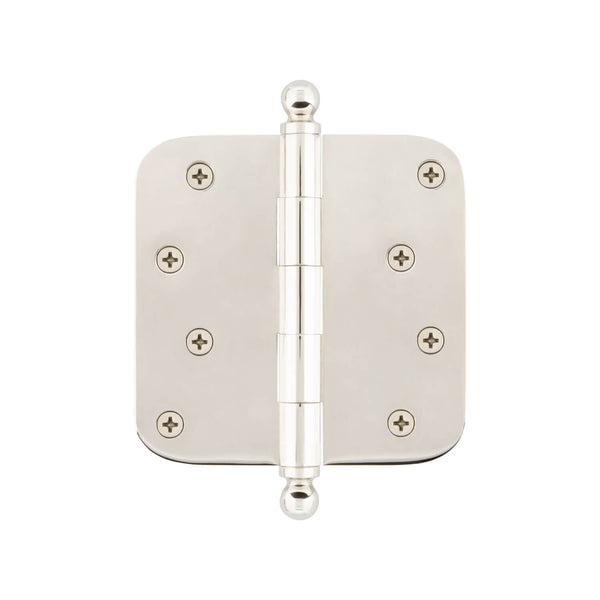 4" Ball Tip Residential Hinge with 5/8" Radius Corners in Polished Nic ...