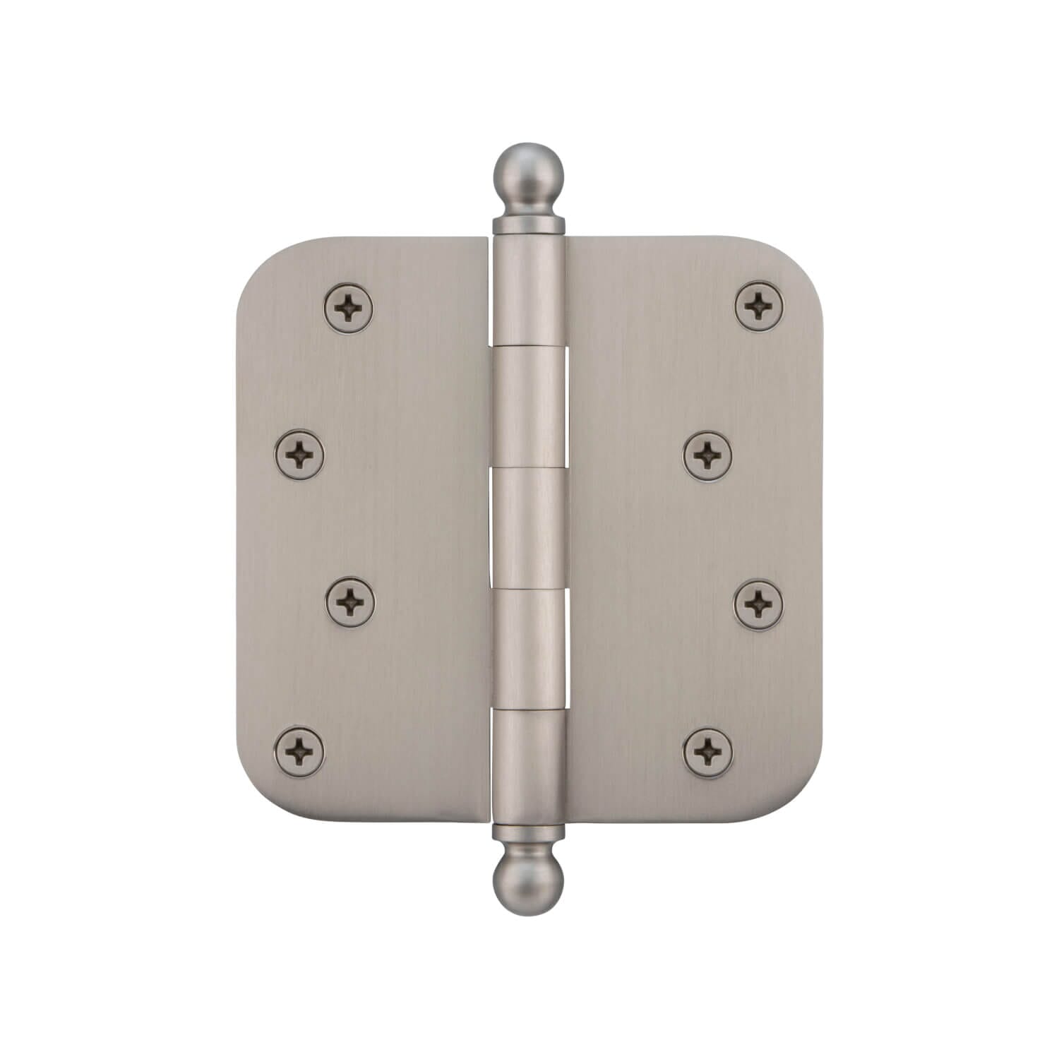 4" Ball Tip Residential Hinge with 5/8" Radius Corners in Satin Nickel ...