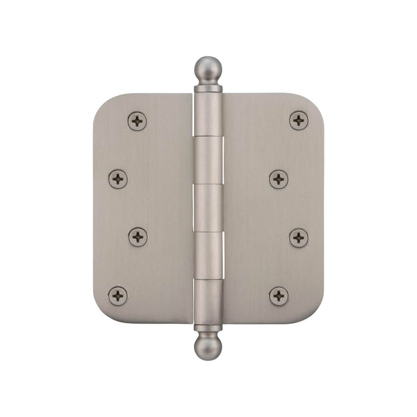 4" Ball Tip Residential Hinge with 5/8" Radius Corners in Satin Nickel ...