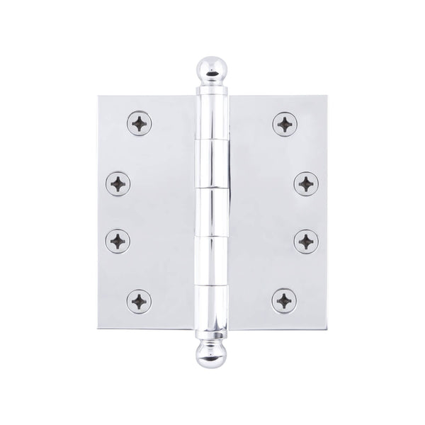 4" Ball Tip Heavy Duty Hinge with Square Corners in Bright Chrome ...