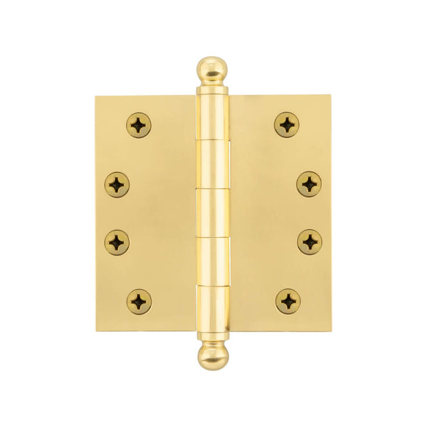 4" Ball Tip Heavy Duty Hinge with Square Corners in Unlacquered Brass ...