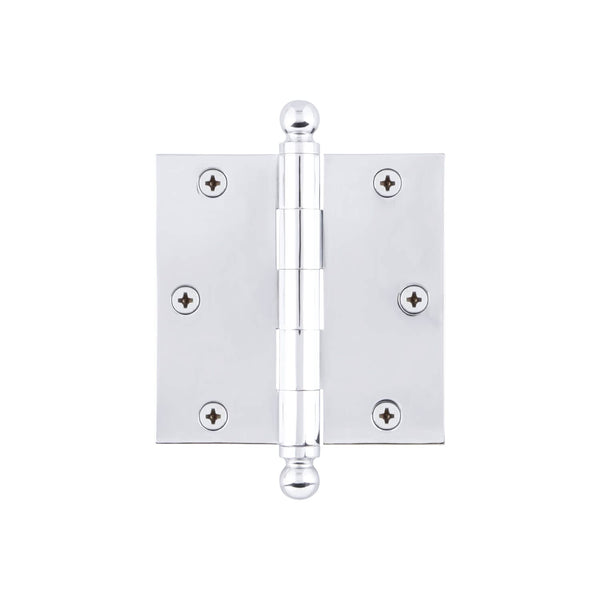 3.5" Ball Tip Residential Hinge with Square Corners in Polished Nickel ...