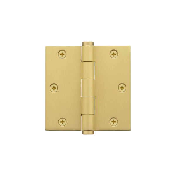 3.5" Button Tip Residential Hinge with Square Corners in Satin Brass ...