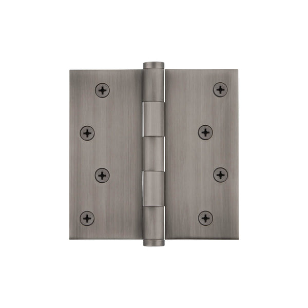 4" Button Tip Residential Hinge with Square Corners in Antique Pewter ...