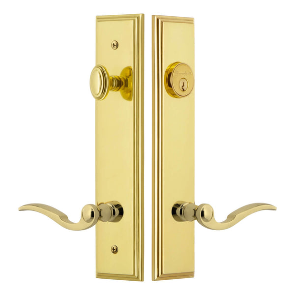 Carré Tall Plate Entry Set with Bellagio Lever in Lifetime Brass ...