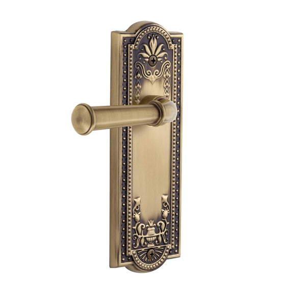 Parthenon Long Plate with Georgetown Lever in Vintage Brass - Grandeur ...