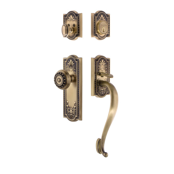 Parthenon Plate S Grip Entry Set Parthenon Knob in Vintage Brass ...