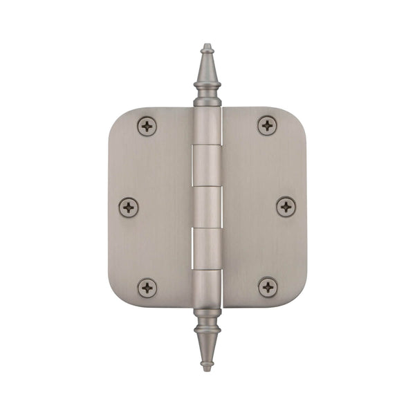 3.5" Steeple Tip Residential Hinge with 5/8" Radius Corners in Satin N ...