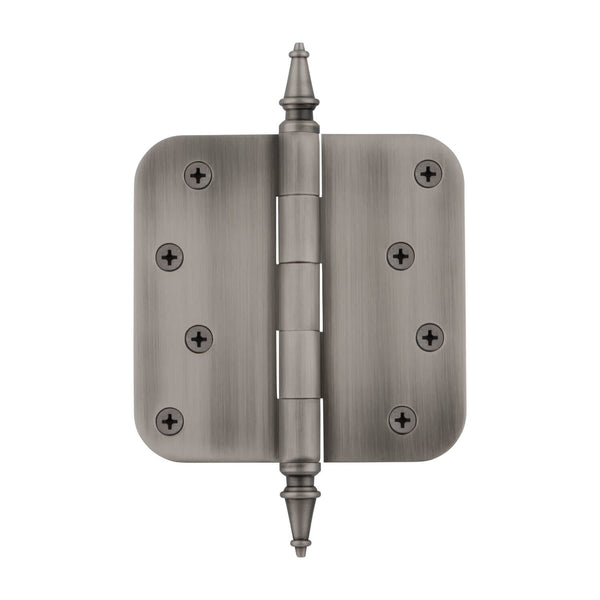 4" Steeple Tip Residential Hinge with 5/8" Radius Corners in Antique P ...