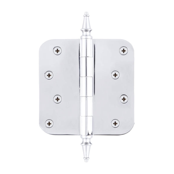 4" Steeple Tip Residential Hinge with 5/8" Radius Corners in Bright Ch ...