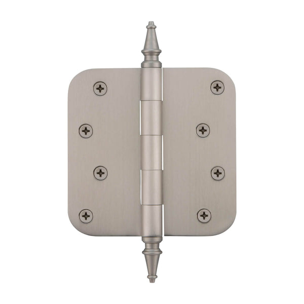 4" Steeple Tip Residential Hinge with 5/8" Radius Corners in Satin Nic ...