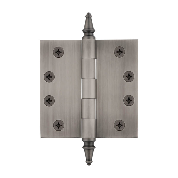 4" Steeple Tip Heavy Duty Hinge with Square Corners in Antique Pewter ...