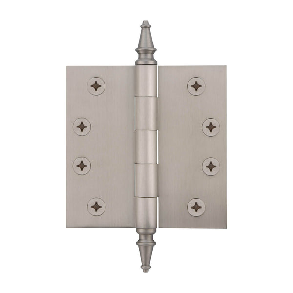 4" Steeple Tip Heavy Duty Hinge with Square Corners in Satin Nickel ...