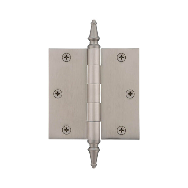 3.5" Steeple Tip Residential Hinge with Square Corners in Satin Nickel ...