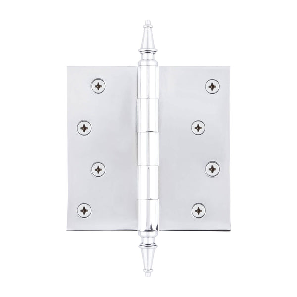 4" Steeple Tip Residential Hinge with Square Corners in Bright Chrome ...